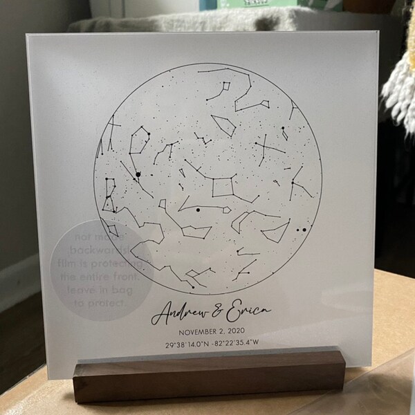 Custom Star Chart, Star Map by Date, Personalized Acrylic Star Map With ...
