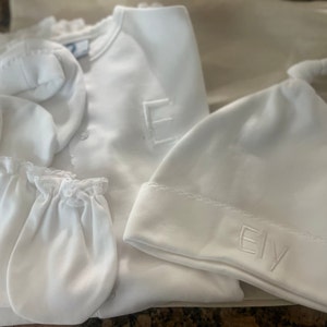 Kiran White W White Trim Baptism Outfit-pima Cotton Short-sleeve, Long ...