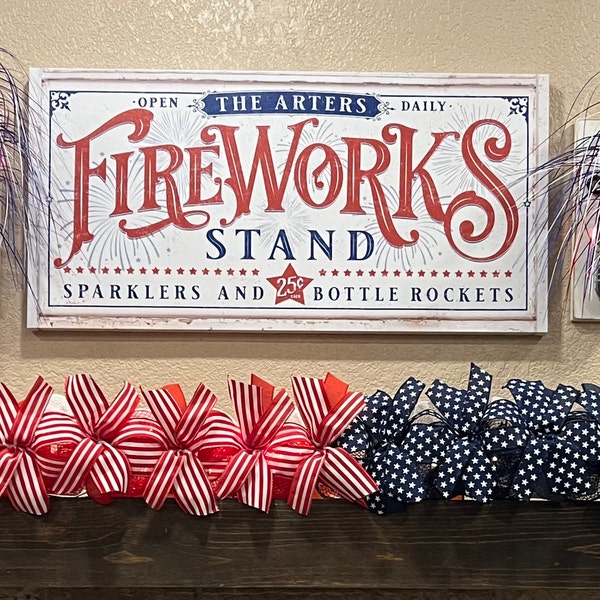 4th of July Sign Fireworks Stand Sign Personalized Wall Decor 1776 ...