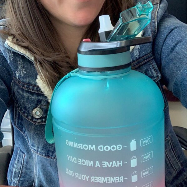 2 Liter Water Bottle With Sleeve and Covered Straw Lid – BPA Free Large ...