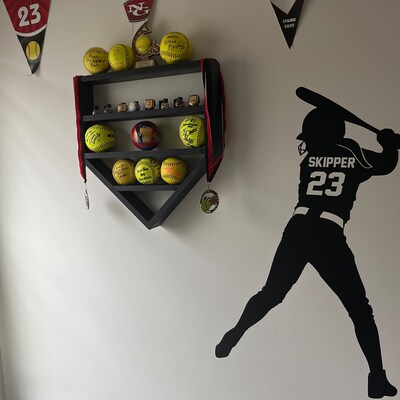 Custom Softball Wall Decal With Name and Jersey Number Personalized ...