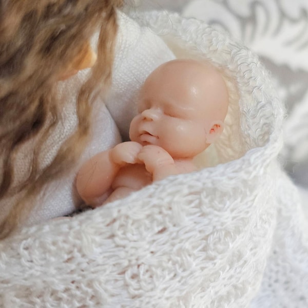 Micro Mini Newborn - Twins Teddy Bear - Polymer Clay Original Hand-free ...