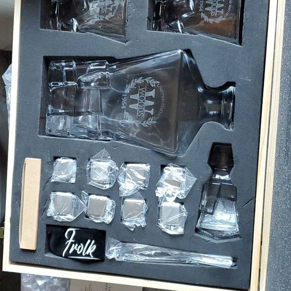 Personalized Whiskey Decanter & Stones Set Customized Gift for Men ...