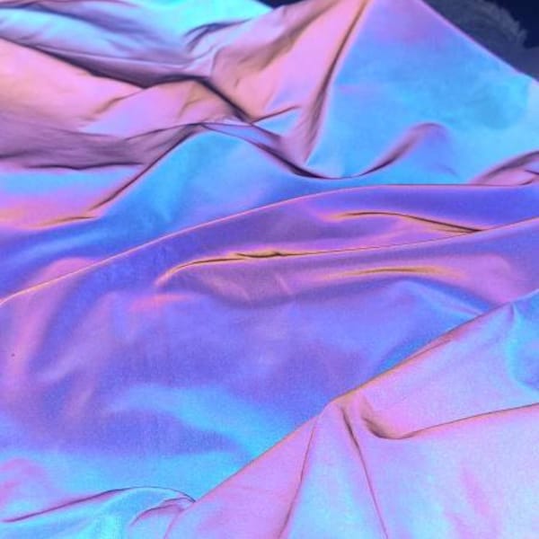 1 Yard 4-way Stretch Midnight Reflective Fabric,iridescent Rainbow ...