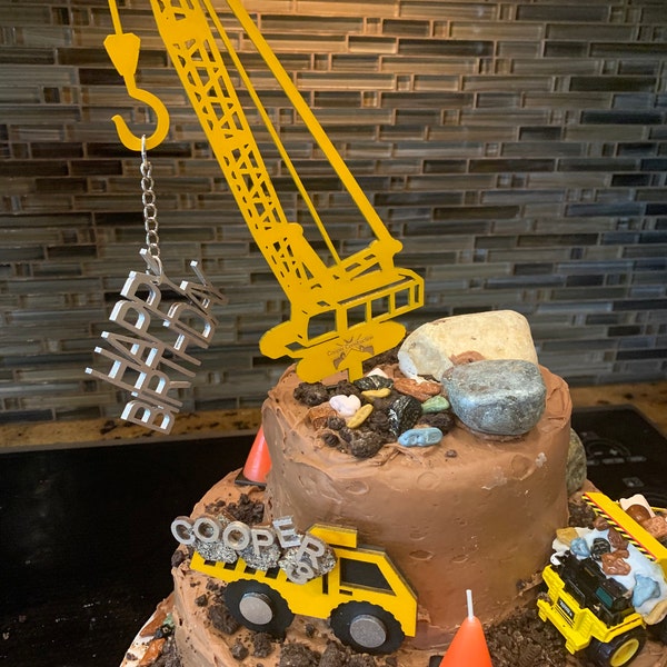 Construction Birthday Party, Personalized Wood Construction Truck Crane ...