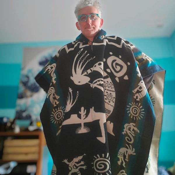 Alpaca Handmade Poncho Kokopelli God Pattern Made for Cold Weather and ...