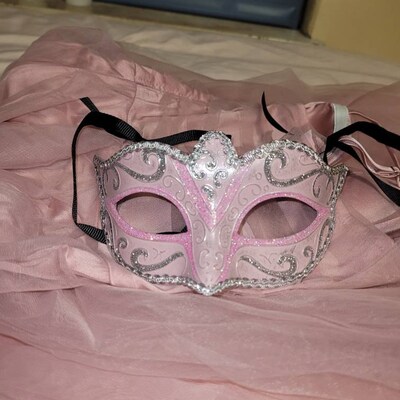 Men's Womens Girls Silver Pink Masquerade Ball Eye Mask Pair - Etsy