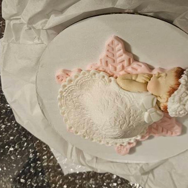 Angel Baby Cake Topper Edible Cake Decorations Baby on White Peony ...