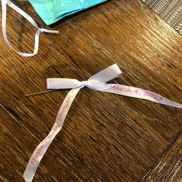 3/8" Personalized Ribbons With Clear Twist Tie, Printed Favor Ribbons ...