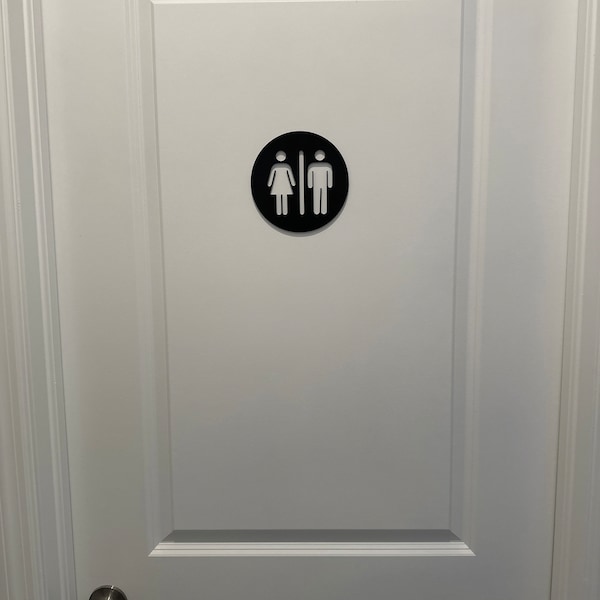 Restroom Door Sign Metal Unisex Bathroom Sign Gold All Gender Restroom Male And Fimale Toilet