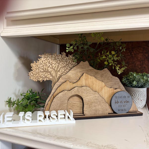 Empty Tomb Sculpture With Three Crosses – 3D Printed Easter Decoration ...