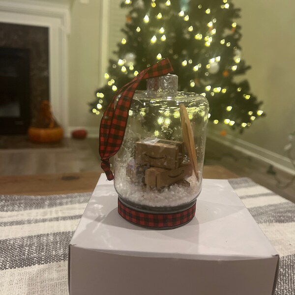 Amazon Inspired Christmas Ornament, Packages and Boxes Snow Globe Tree ...