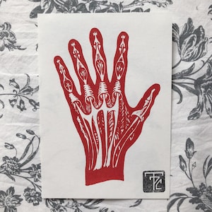 Anatomical Hand Original Linocut // Anatomy Linoprint - Etsy