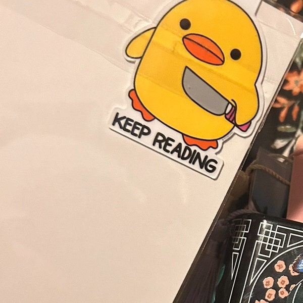 Chick Duck With Knife Magnetic Bookmark, Duck Meme Bookmarks, Handmade ...