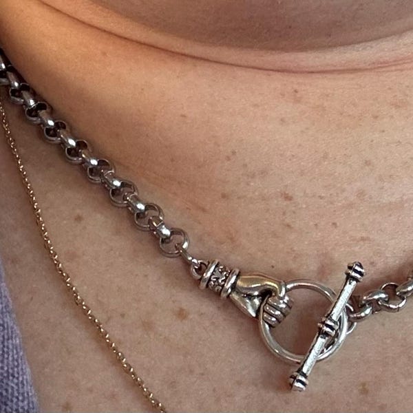 Silver Open Ended Hand Necklace, Hold on to Hope Necklace, Grasping ...