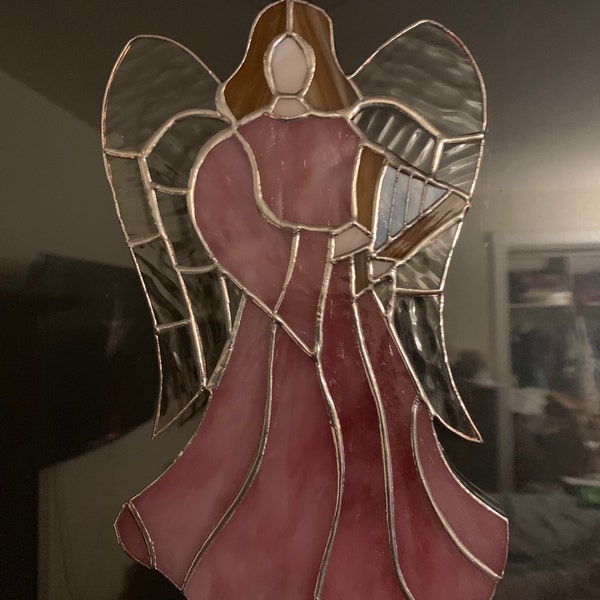 ANGEL With HARP, 10 Inches Tall! Handmade Stained Glass GORGEOUS!! - Etsy