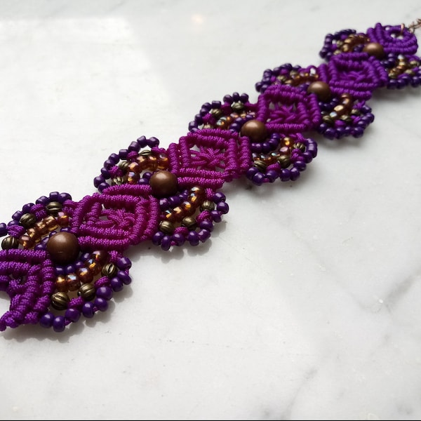 Micro Macrame Tutorial - Hydrangeas Bracelet Pattern - Beaded Macrame ...