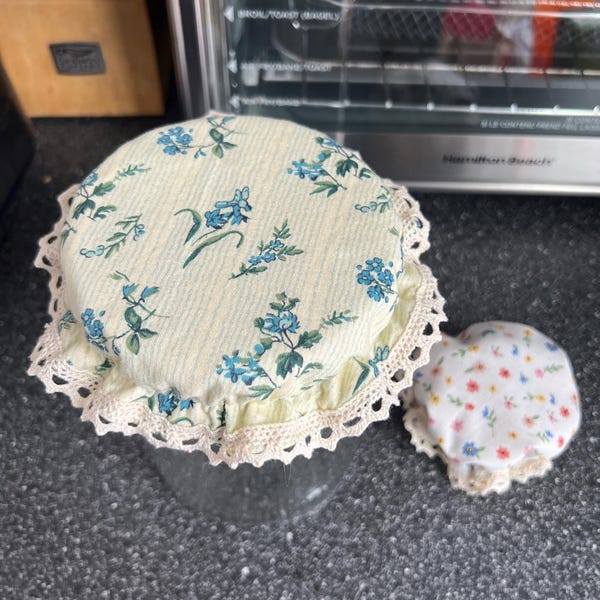 Muslin & Lace Large Bowl Cover / Sourdough Proofing Basket Bonnet ...