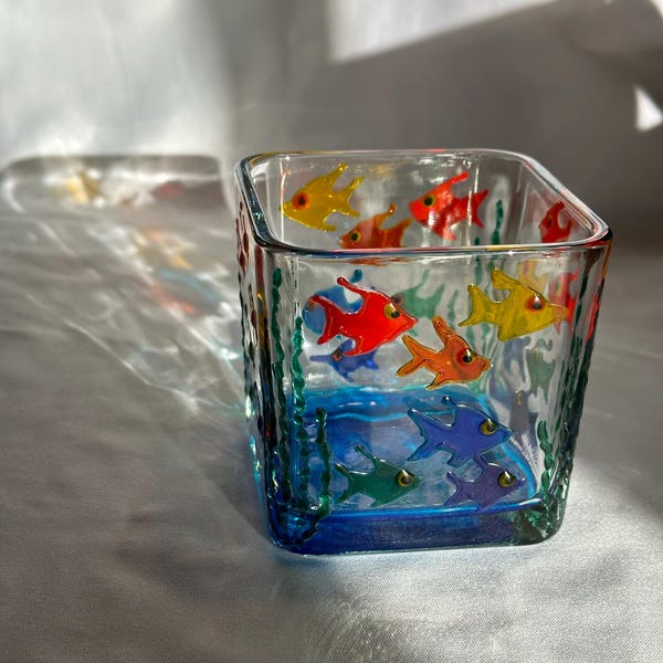Multi-color Candle Holder. Hand Painted in a Modern Design. Colorful ...