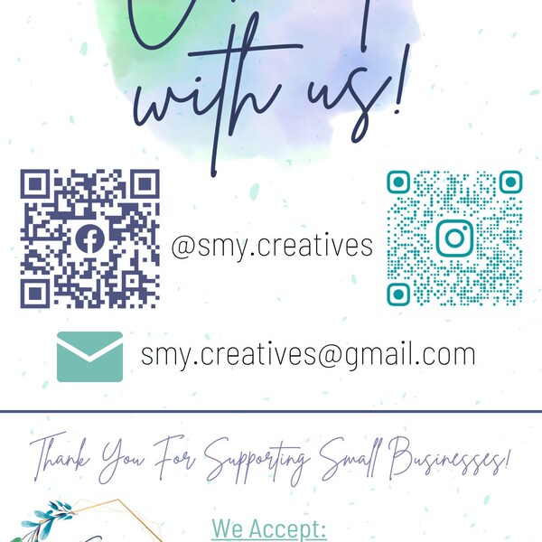 Connect With Us Sign, Social Media Sign, Small Business Sign, Printable ...