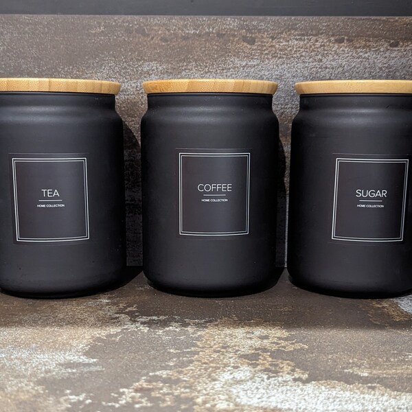 Tea Coffee Sugar Labels Bundle, Waterproof & Oil Resistant Kitchen Jar ...