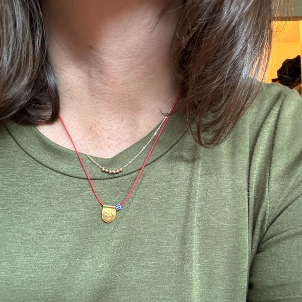 925 Sterling Silver Plate Necklace, Gold Plate Necklace, Red String ...