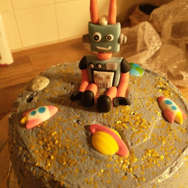 Robot Fondant Cake Topper - Etsy