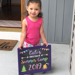 Printable First Day of Summer Camp Chalkboard Sign, Printable Summer ...