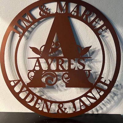 Personalized Metal Wall Art, Custom Metal Signs, Monogram Wall Decor ...