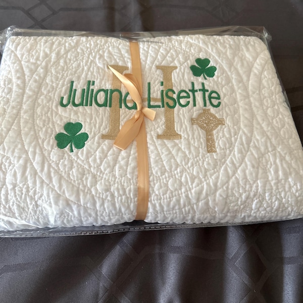 Irish Baptism Christening Baby Blanket, Baptism Gift for Godson ...
