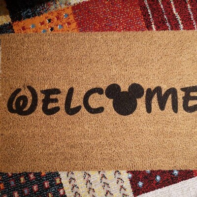 Disney Welcome Doormat Coir Mat Mickey Head Disney - Etsy