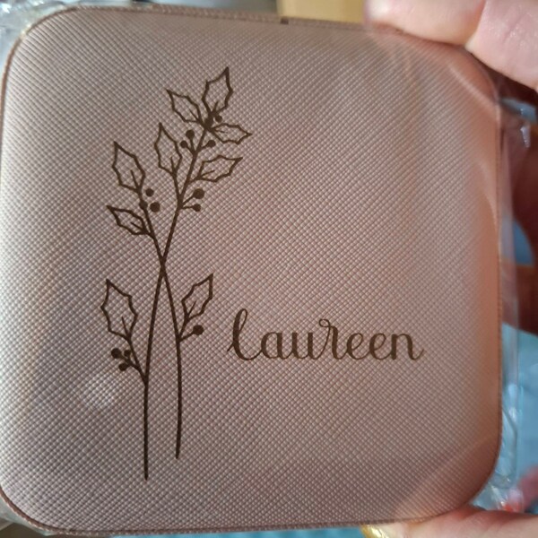 Engraved Birth Flower Jewellery Box, Travel Jewelry Box, Birthday Gift ...