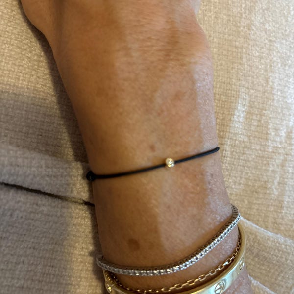 Diamond String Bracelet, 14k Gold & Diamond Friendship Bracelet, Silk ...