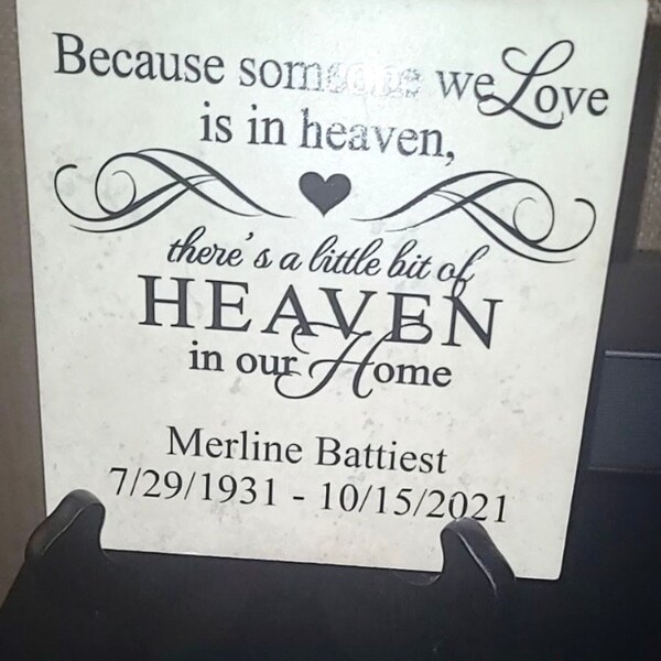 Memorial Tile "because Someone We Love is in Heaven"| Personalized ...