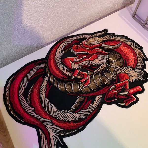 RED DRAGON Large Patch for Custom Vest - Etsy