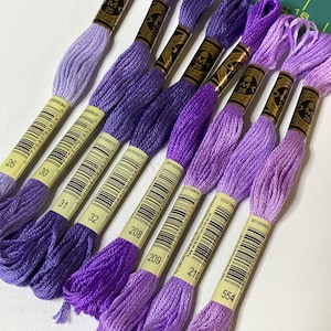 8x Purple DMC Flosses, Dmc Threads, DMC Kit, Dmc Set of Colors, Dmc ...