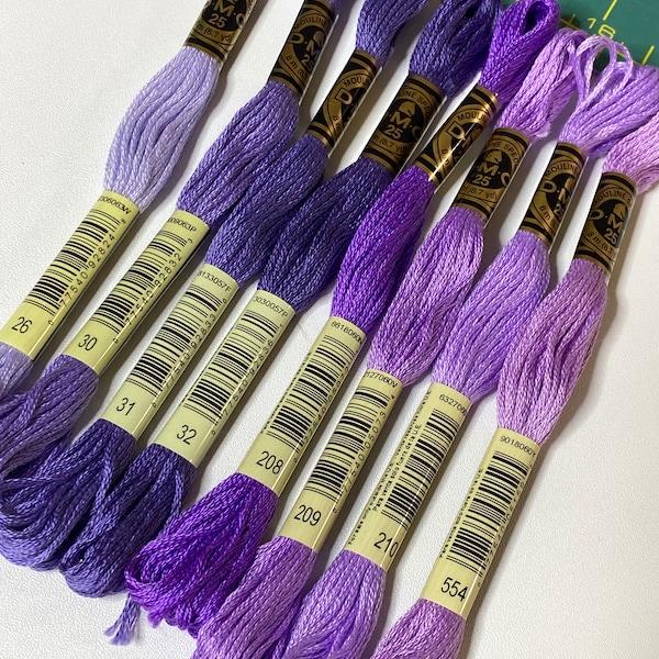 8x Purple DMC Flosses, Dmc Threads, DMC Kit, Dmc Set of Colors, Dmc ...