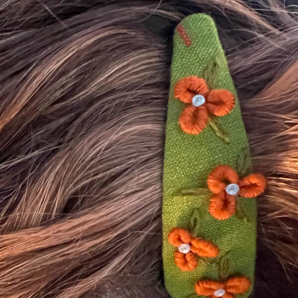 Hand Embroidery Barrette Hair Clips - Set of 2 (one Pair) - Etsy