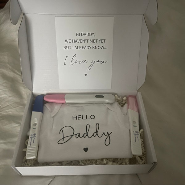 Pregnancy Reveal to Husband, Hello Daddy Pregnancy Announcement Box for ...