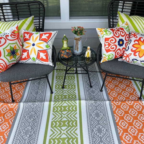 B-USA Camping Rug Recycled Plastic Straw Outdoor Patio Waterproof 6'x9 ...