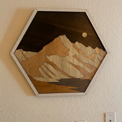 Geometric Mountain Triptych, Three Panels, Rustic Style Wall Art, Mountain Range, Lodge Decor - Etsy