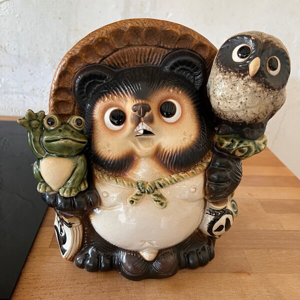 Lucky Shigaraki Yaki Tanuki Japanese Raccoon Dog Kawaii,cute,ceramic,frog,owl,japanese Ornament ...