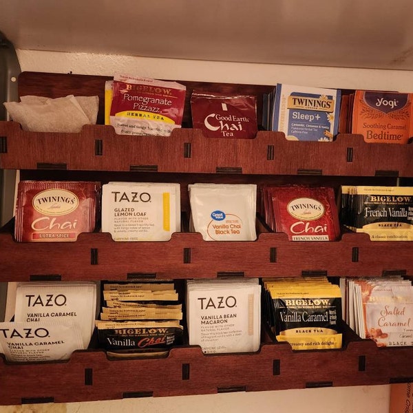Tea Bag Organizer, Wood Tea Bag Holder, Tea Organizer Vertical, Tea ...