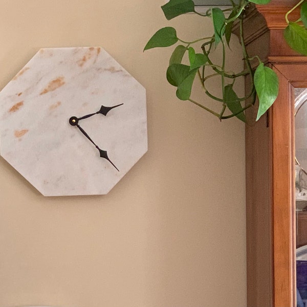 12" Natural Stone Clock, Autumn Slate Stone Wall Clock, Rustic Western ...