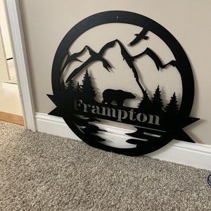 Bear Personalized Metal Sign Bear in Woods Cabin Sign Family - Etsy