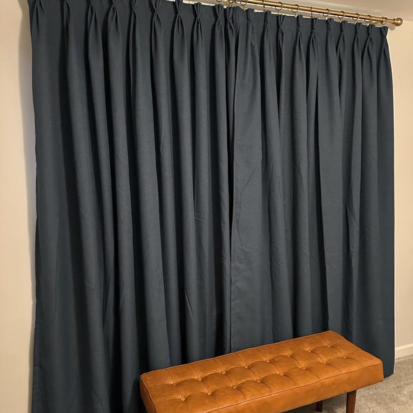 Triplet Pinch Pleated Linen Drapery, Room Darkening Linen Curtains for ...