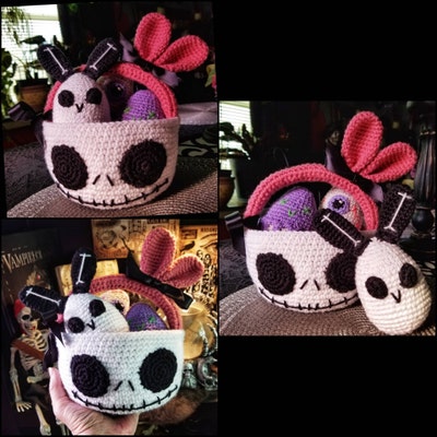 Crochet PATTERN Easter Basket, Goth Easter Eggs, Amigurumi Easter Decor ...