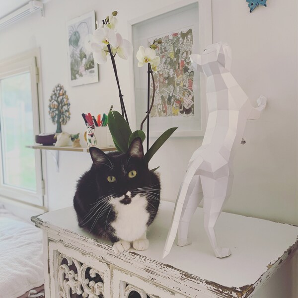 Papercraft Cats PDF Templates (couple), DIY Low Poly Papercraft: Make ...