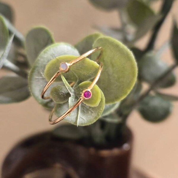 Tiny Ruby Ring, Ruby Stacking Ring, Gold Filled Ruby Ring, Ruby Mothers Ring, July Birthstone ...