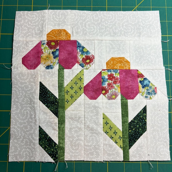 Cone Flowers Quilt Block Pattern PDF Spring Echinacea Flower ...